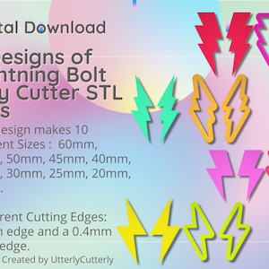 4 Designs of Lightning Bolt Clay Cutter - STL Digital File Download- 10 ...