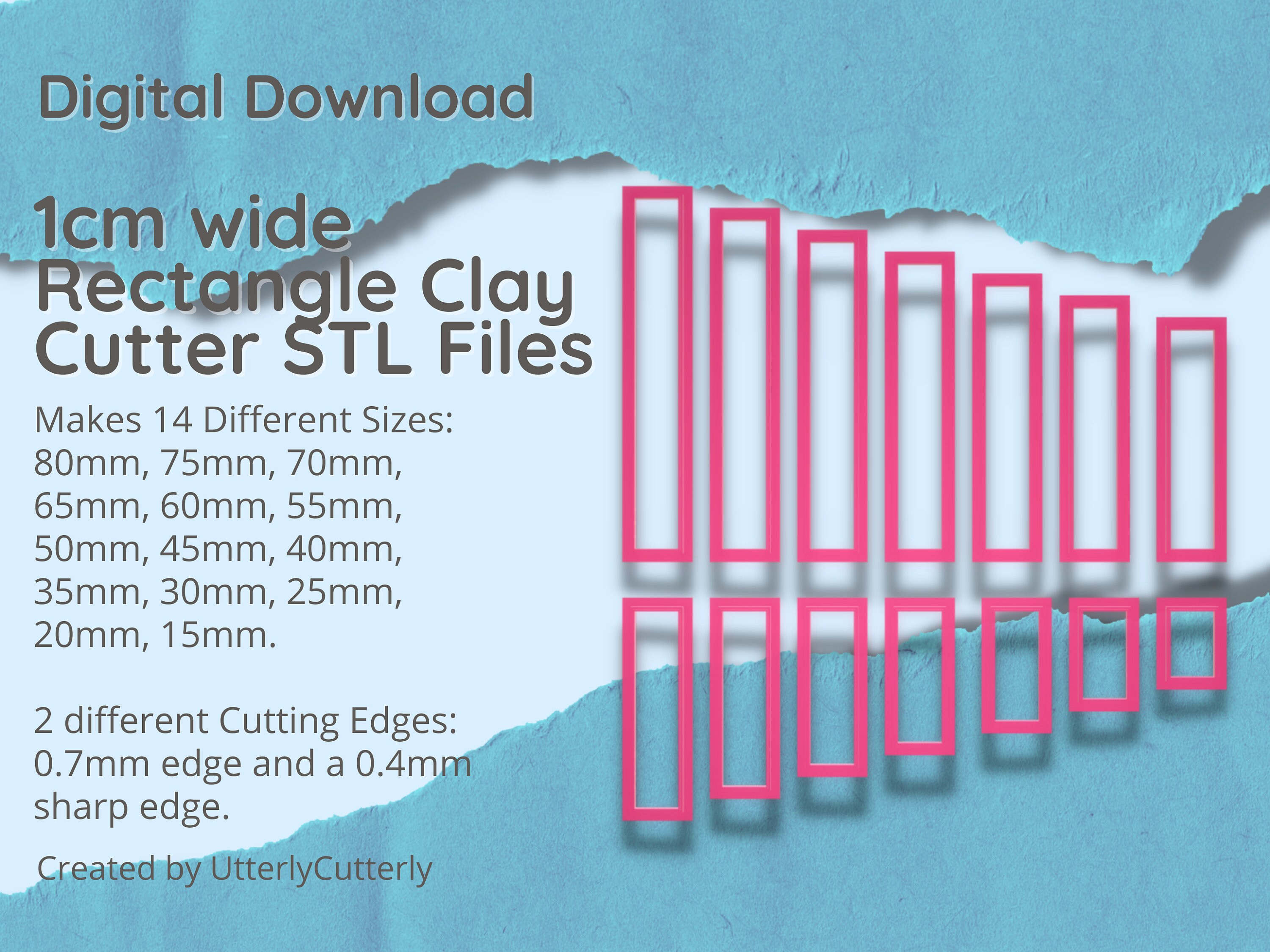 1cm Wide Rectangle Clay Cutter STL Digital File Download 14 - Etsy