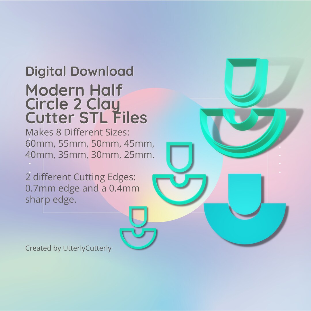 Modern Half Circle 2 Combo Clay Cutter - STL Digital File Download- 8 ...