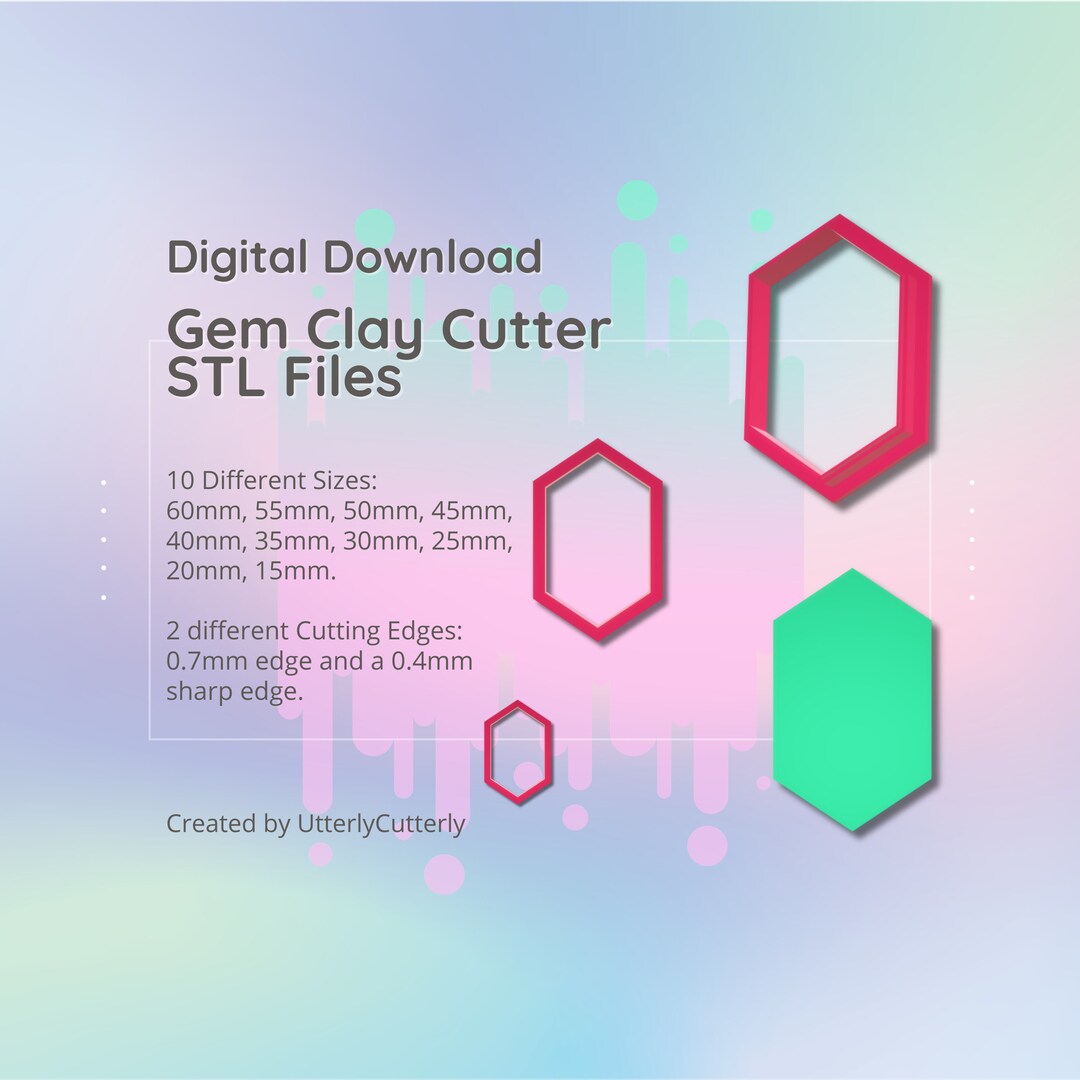 Gem Clay Cutter - Crystal STL Digital File Download- 10 Sizes and 2 ...