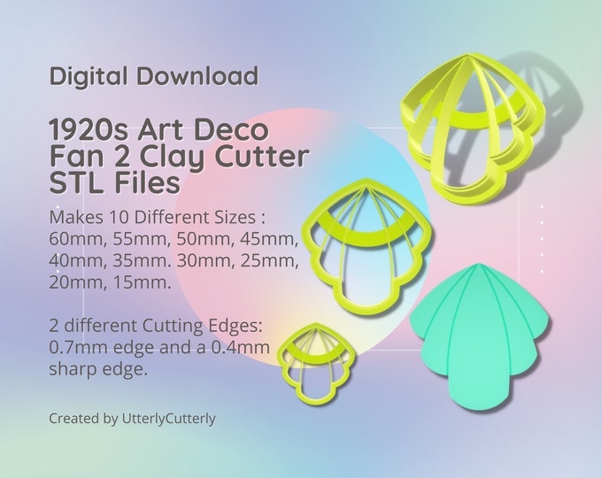 1920s Fan 2 Clay Cutter - Art Deco Shape STL Digital File Download- 10 ...