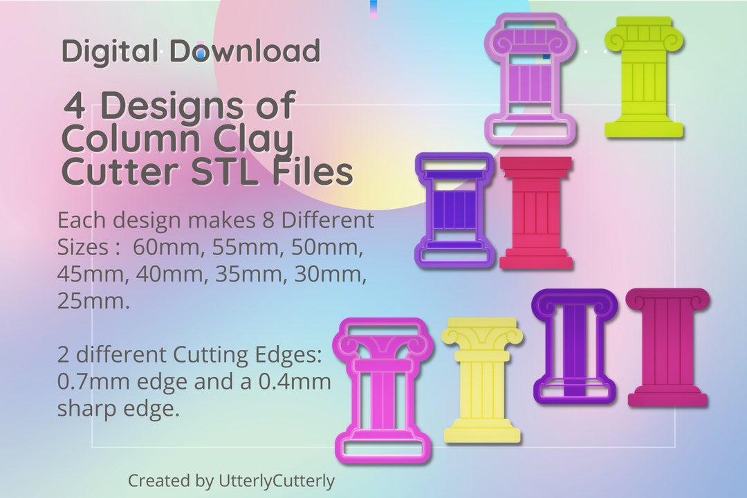 4 Designs of Column Clay Cutter - Ancient Greek Roman STL Digital File ...