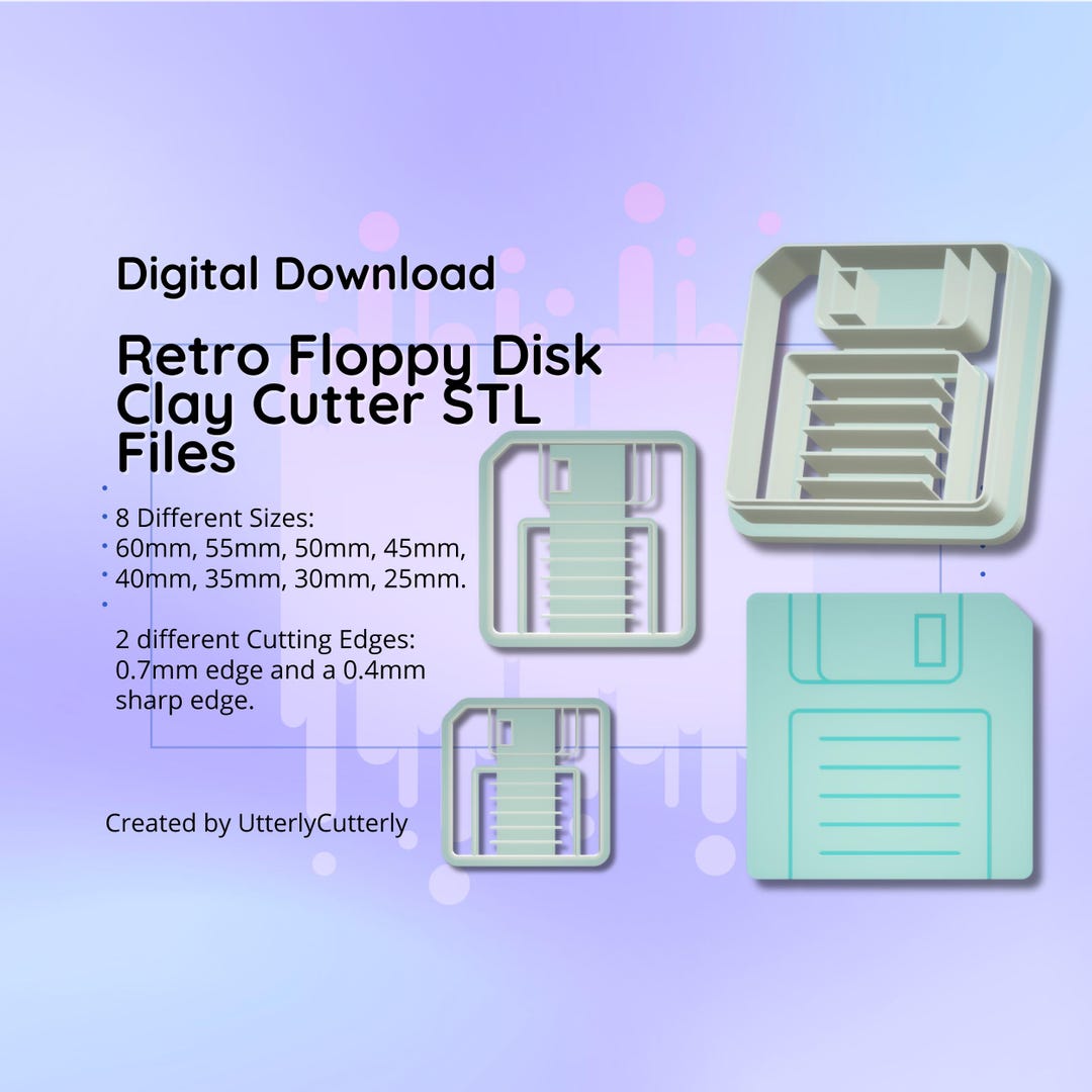 Floppy Disk Clay Cutter STL File: Retro Computer Earring (digital ...