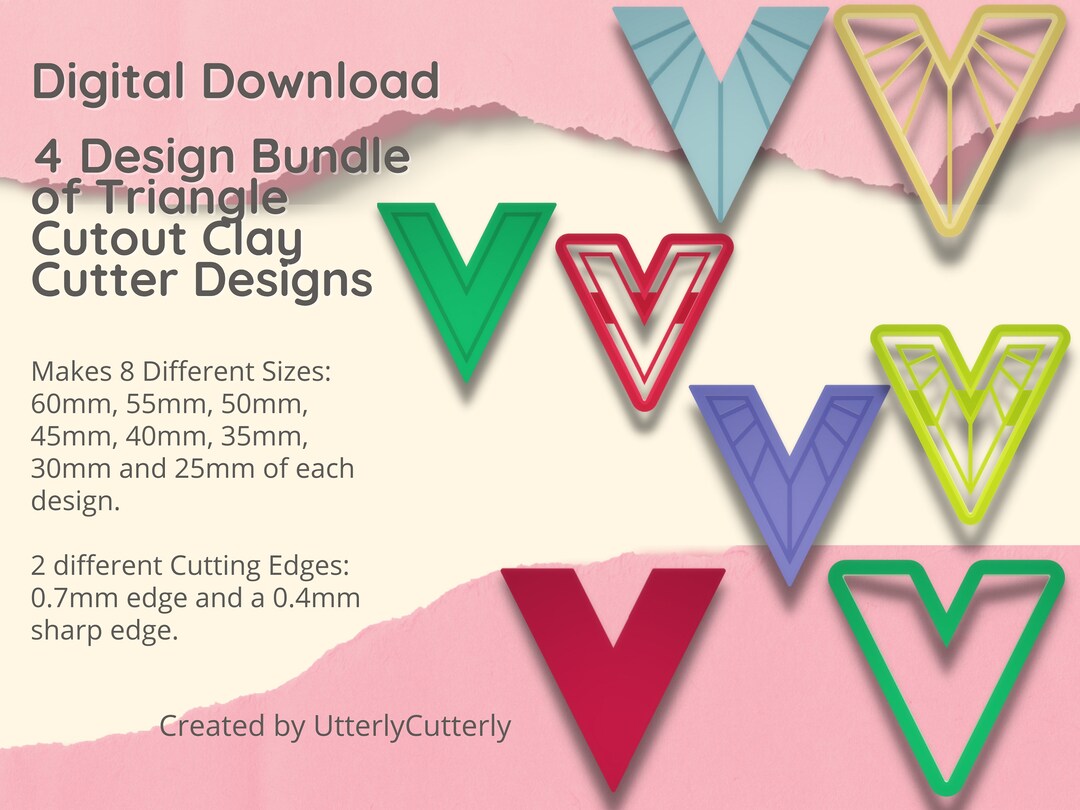 4 Designs of Triangle Cut-out Clay Cutter V STL Digital File - Etsy