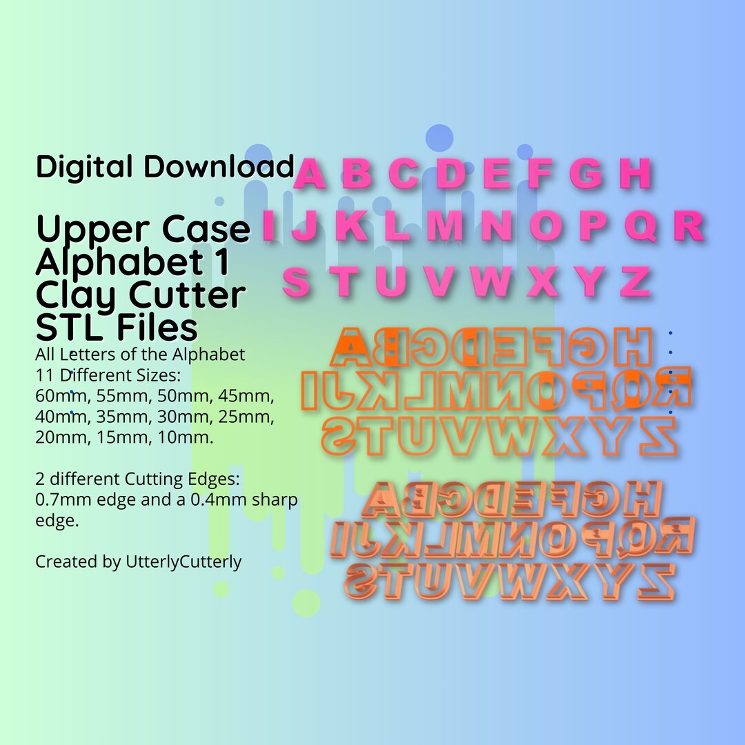 Clay Cutter STL File Alphabet 1- Letters and Initials Digital File ...