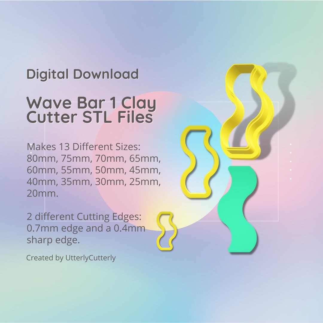 Wave Bar 1 Clay Cutter - STL Digital File Download- 13 Sizes and 2 ...