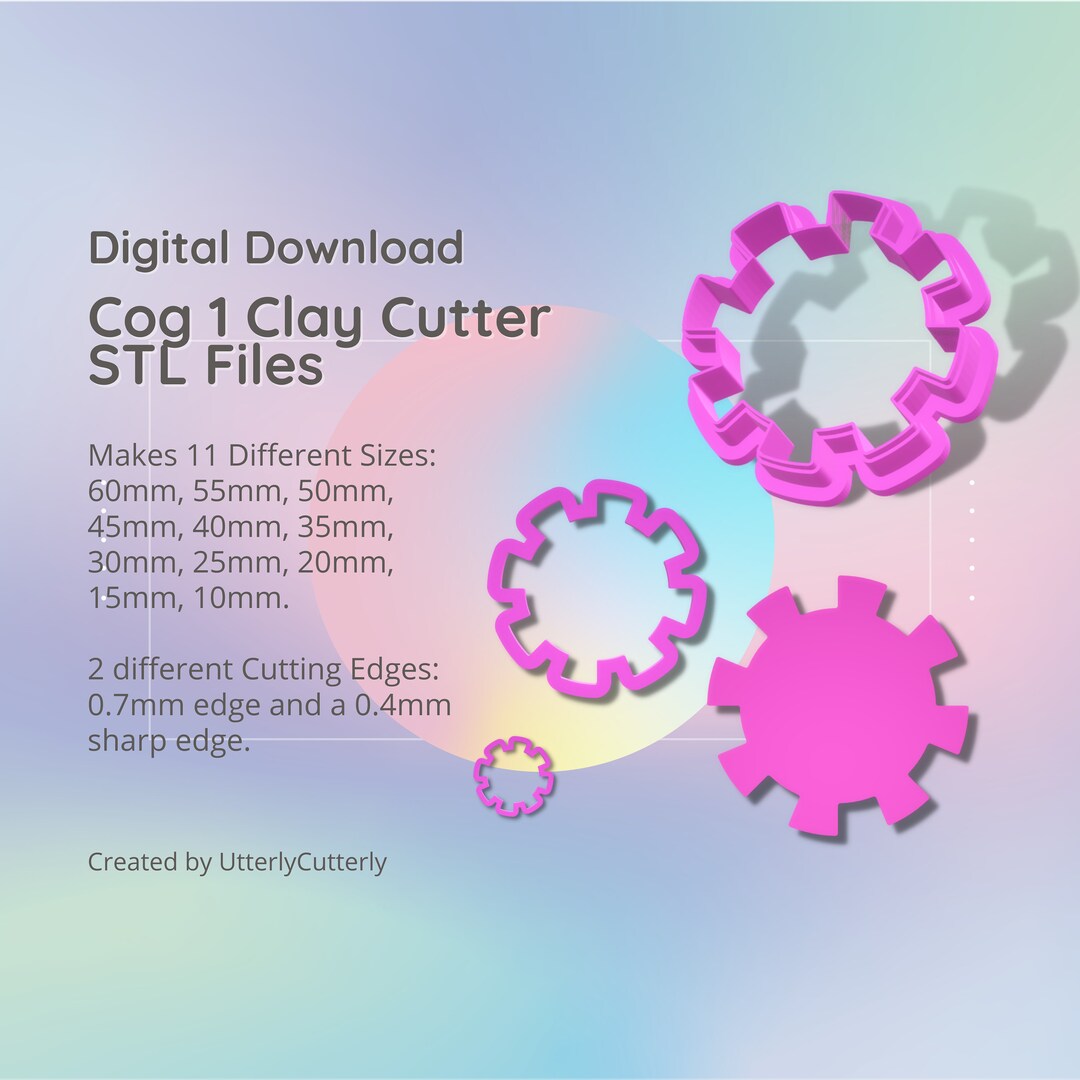Cog 1 Clay Cutter - Steampunk STL Digital File Download- 11 Sizes and 2 ...