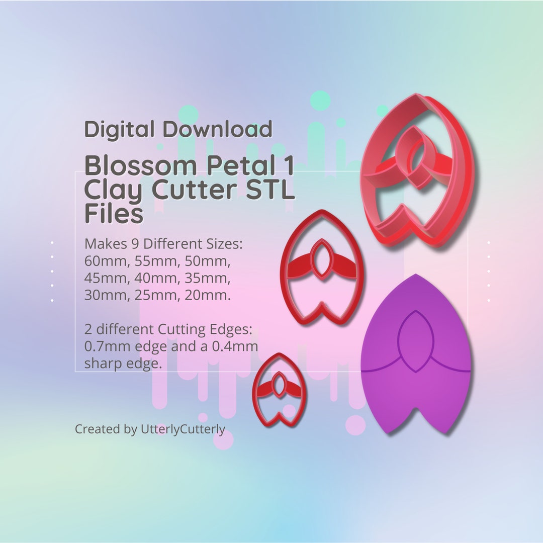 Clay Cutter STL File Blossom Petal 1 - Flower Earring Digital File ...