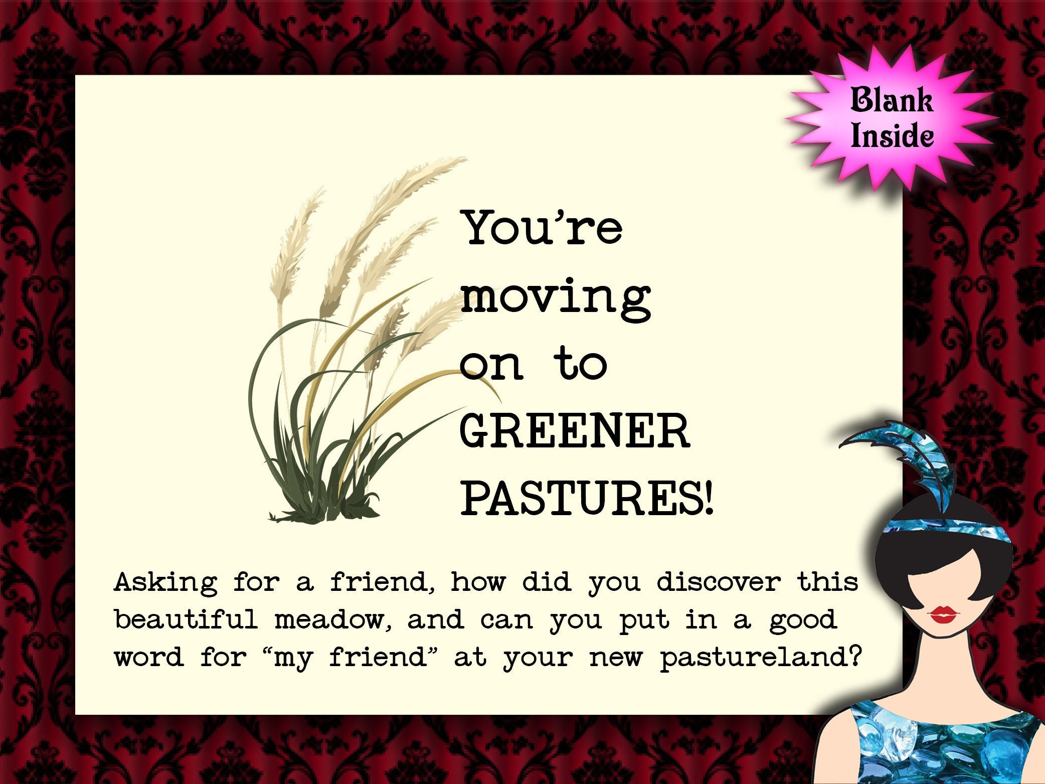 You're Moving on to Greener Pastures // Funny Farewell Card, New Job ...