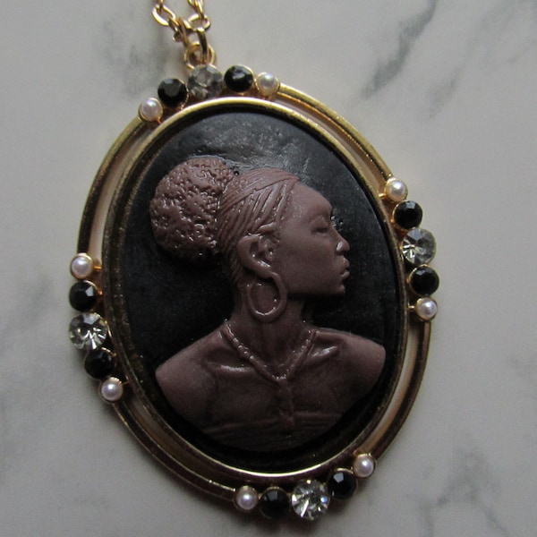 Black Cameo Necklace - Etsy