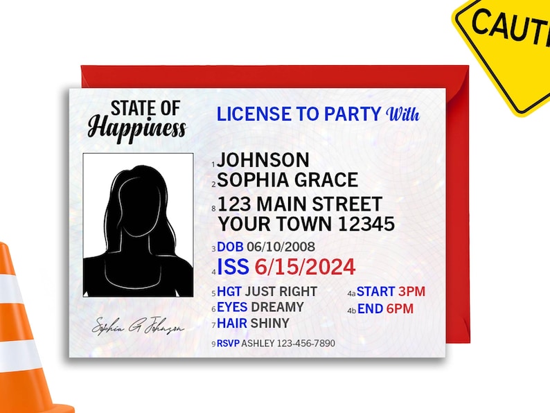 Driver's License 16th Birthday Invitation W/personalized Photo Insert ...