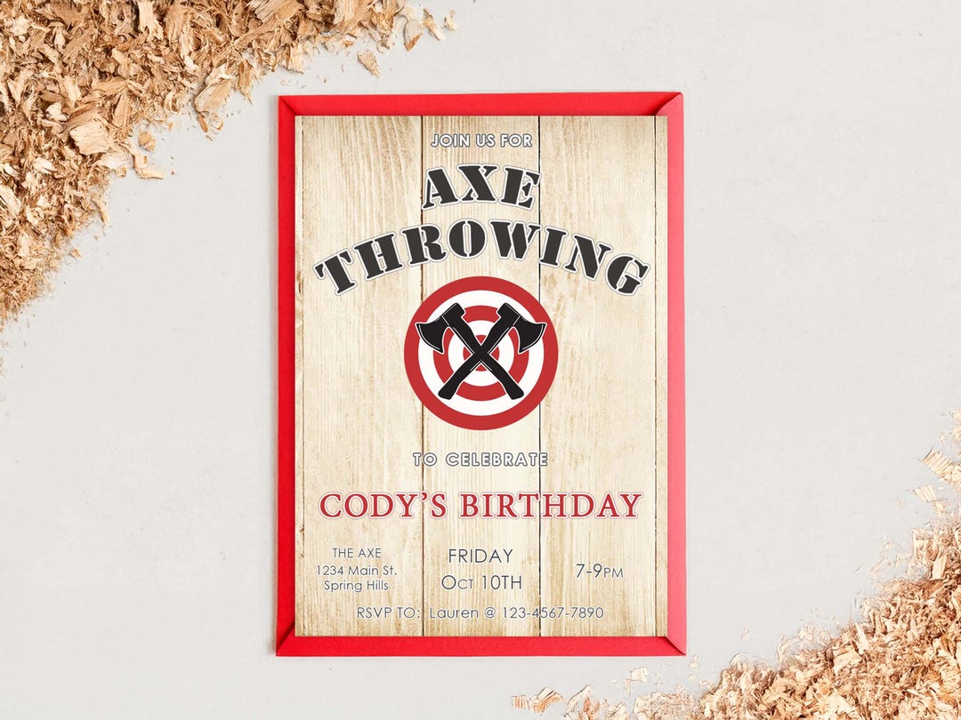 Axe Throwing Party Invitation - Axe Throwing Birthday Party, Axe ...