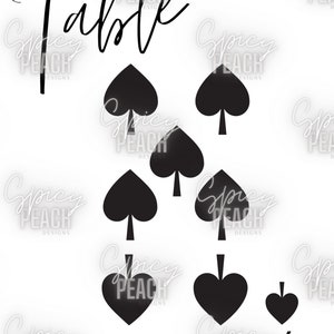 Spades Table Numbers, Casino Table Numbers, Playing Cards Table Numbers ...