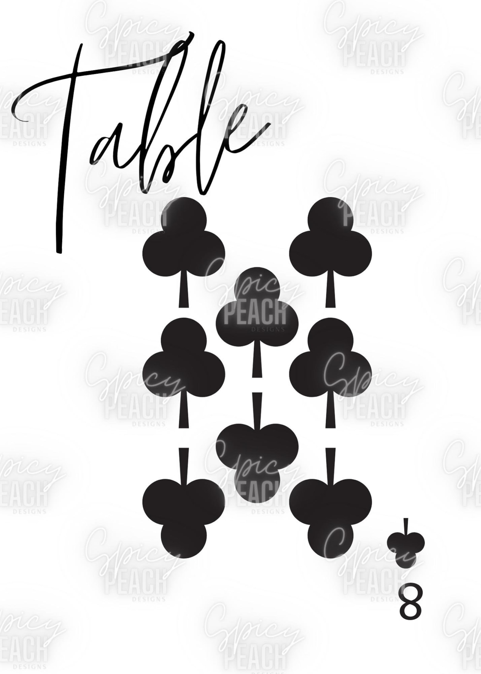 Clubs Table Numbers, Casino Table Numbers, Playing Cards Table Numbers ...