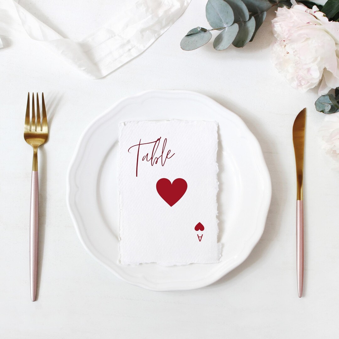 Hearts Playing Card Table Numbers: Casino Wedding Decor, Playing Card ...