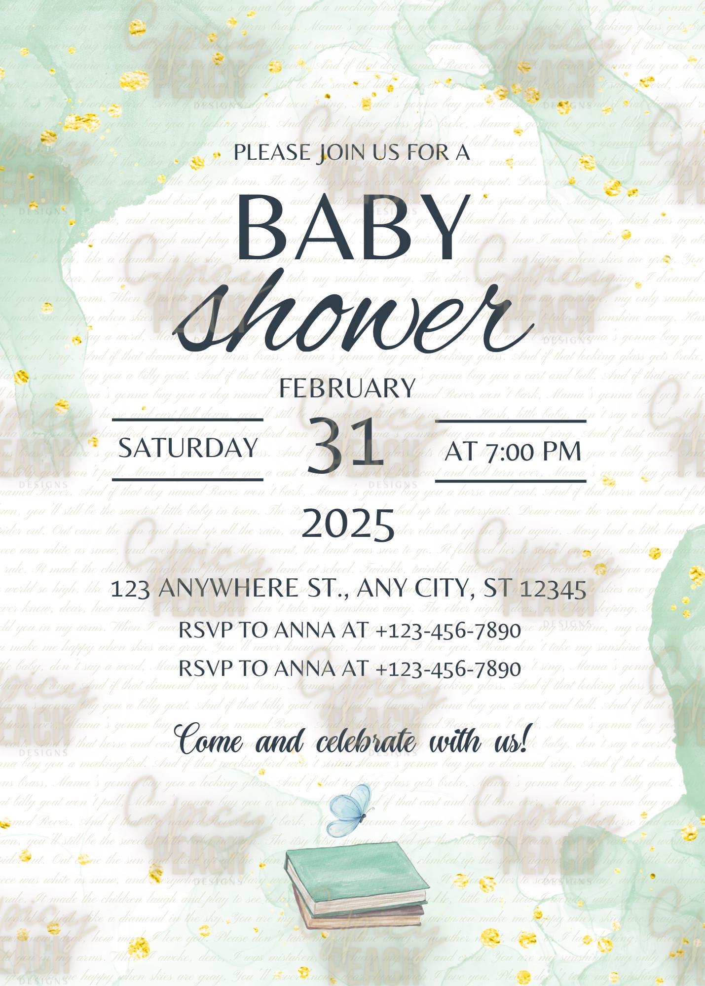 Bookworm Baby Shower Invitation: Book Themed Baby Shower, Storybook ...
