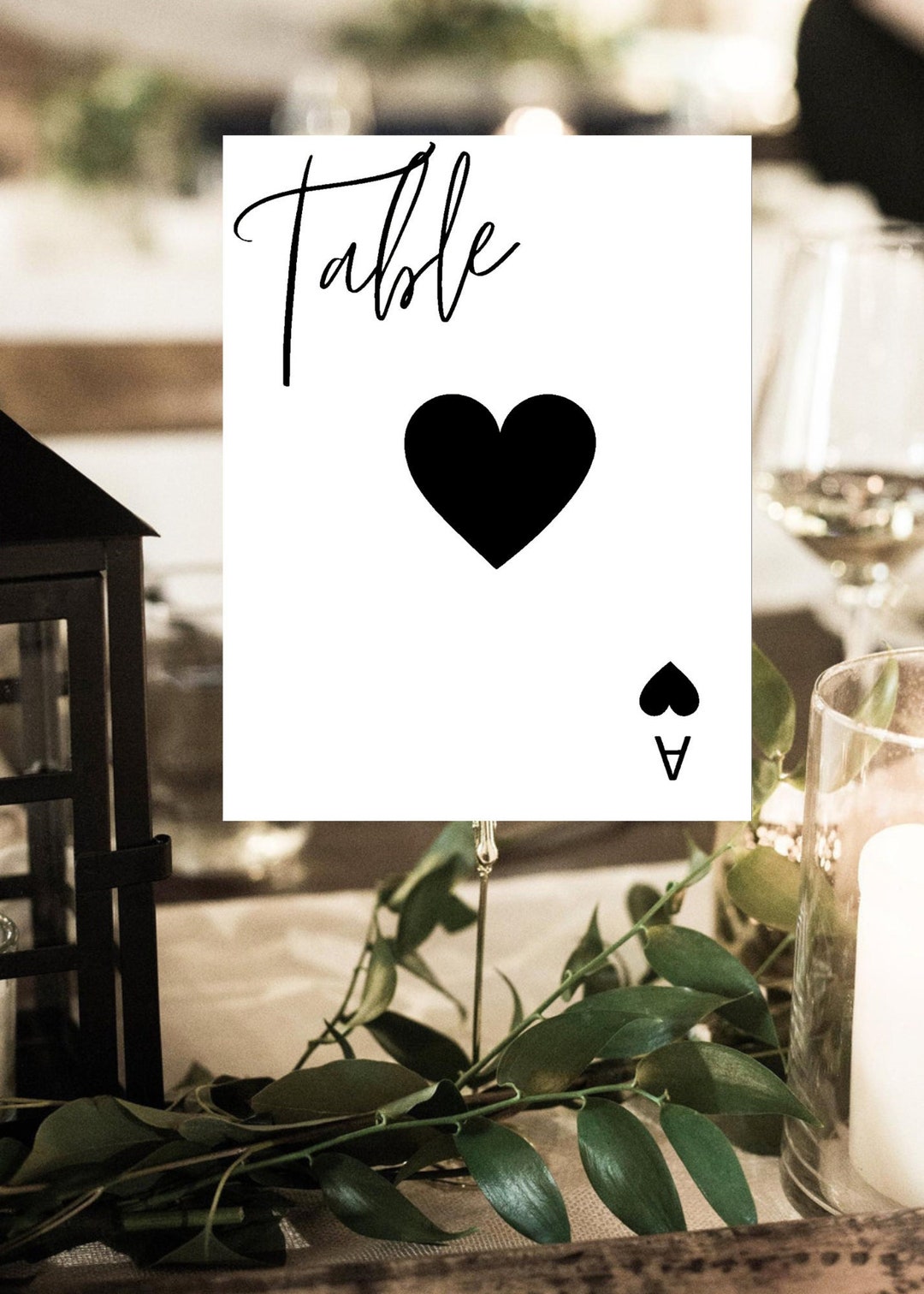 BLACK Hearts Table Numbers, Table Numbers, Playing Cards Table Numbers ...