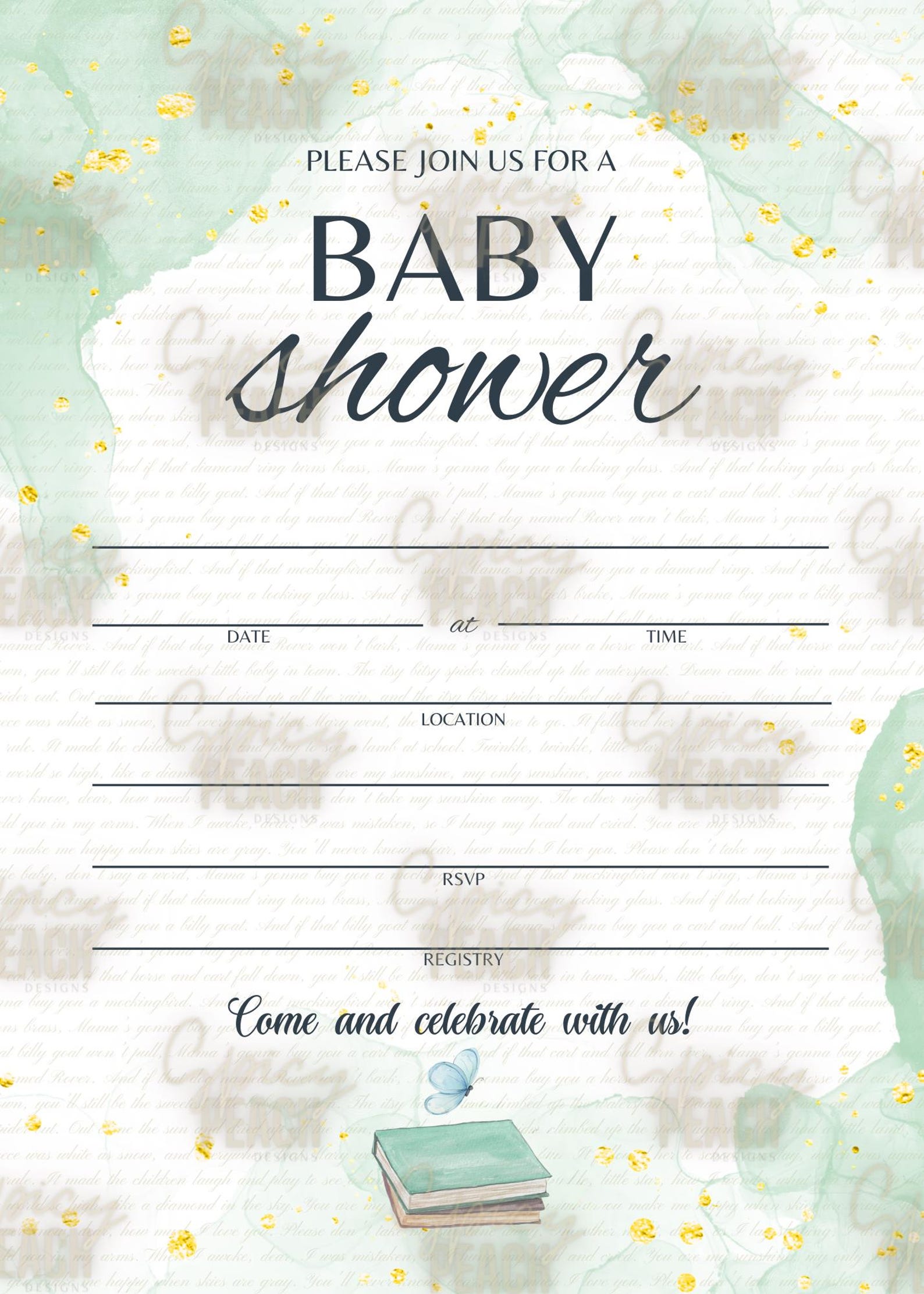 Bookworm Baby Shower Invitation: Book Themed Baby Shower, Storybook ...