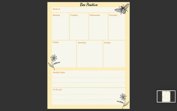 Bee Positive Weekly Printable Planner | Etsy