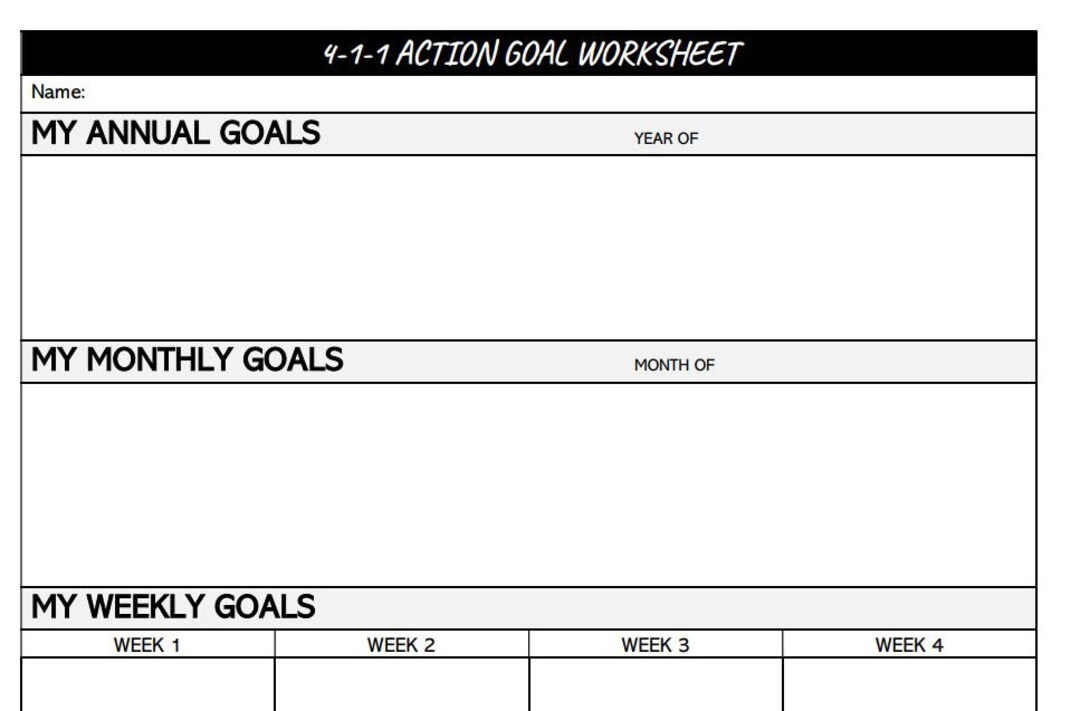 Editable | Productivity Coaching Goal Setting 4-1-1 | Real Estate Agent ...