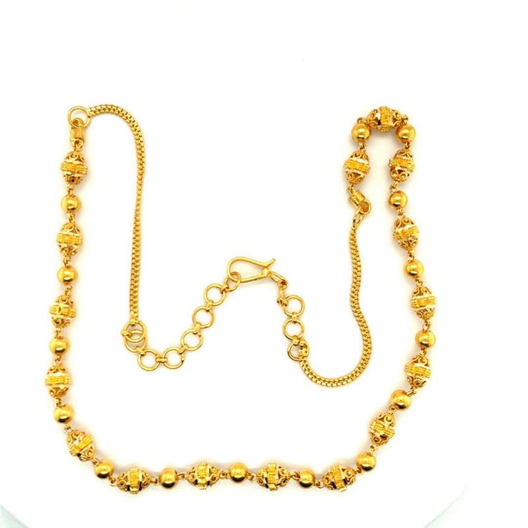 22K Gold 18 Inch Traditional Calcutta Mala Necklace - Etsy
