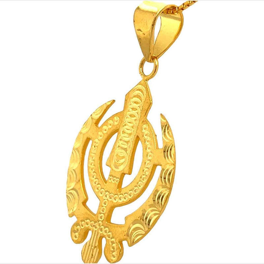 22K Gold Classic Laser-cut Khanda Sikh Pendant - Etsy