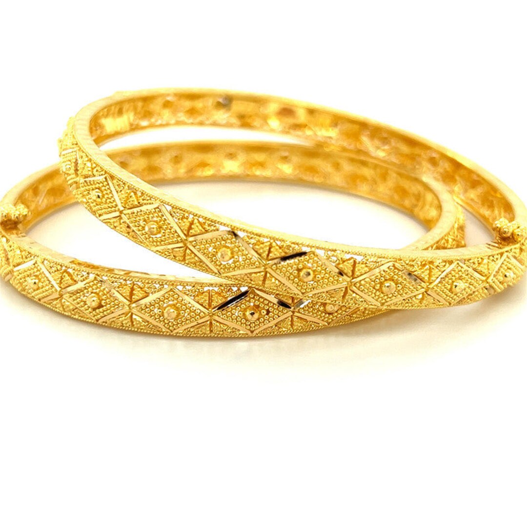 22K Gold Luxury Hinge Bangles Pair - Etsy