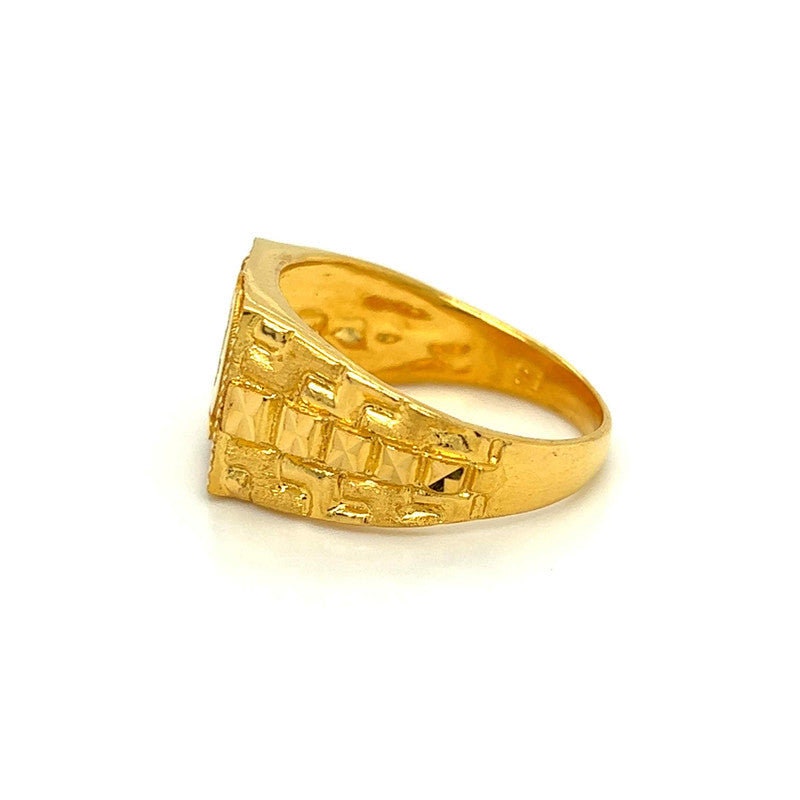 Men's 22K Gold Square Khanda Sikh Ring - Etsy