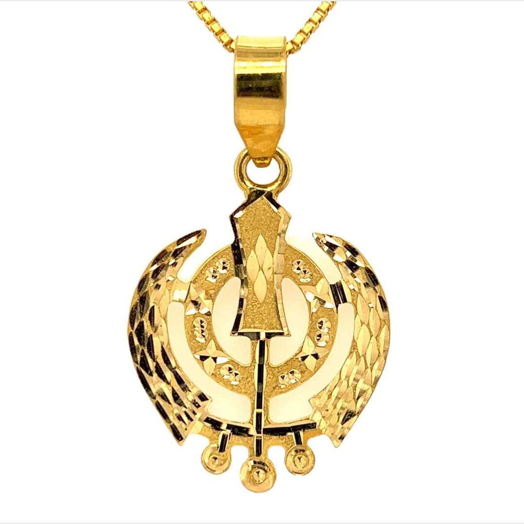 22K Gold Intricate Laser-cut Khanda Sikh Pendant - Etsy