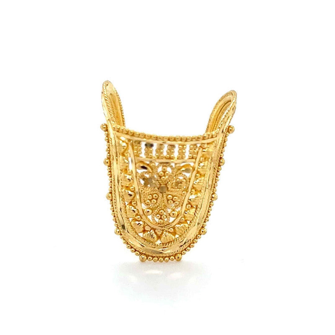 22K Gold Detailed Ornate Vanki Ring - Etsy