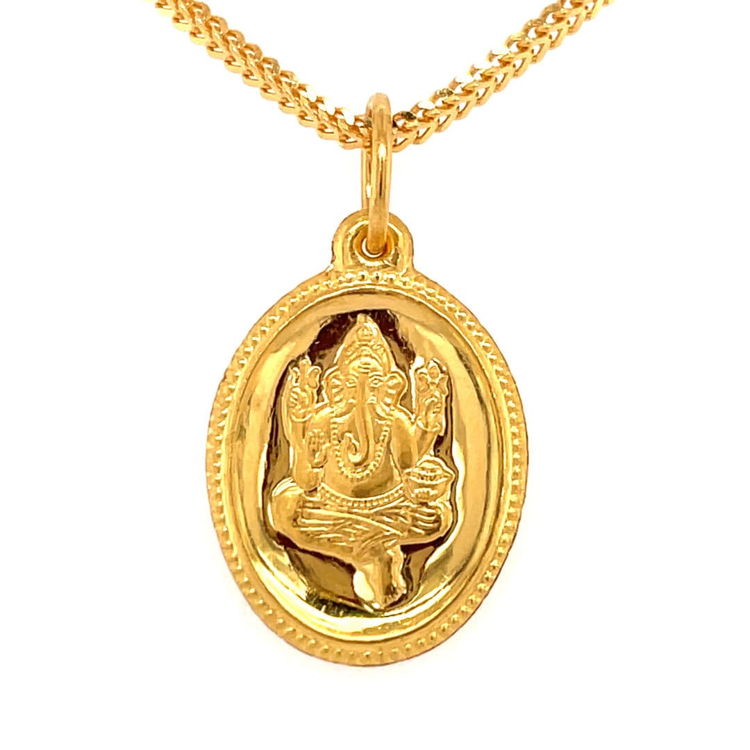 22K Gold Reversible Ganesha and OM Pendant - Etsy