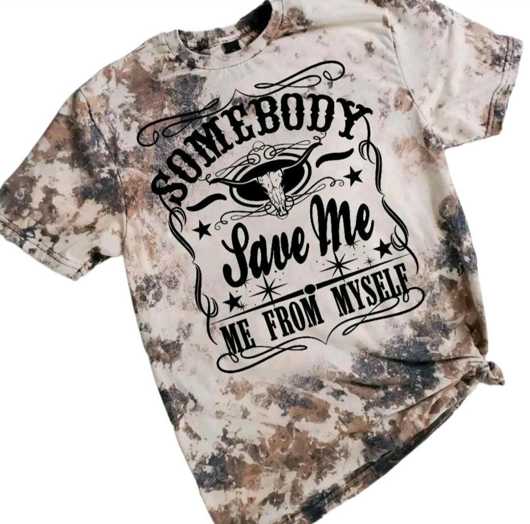 Somebody Save Me Cowhide Bleached Tee - Etsy