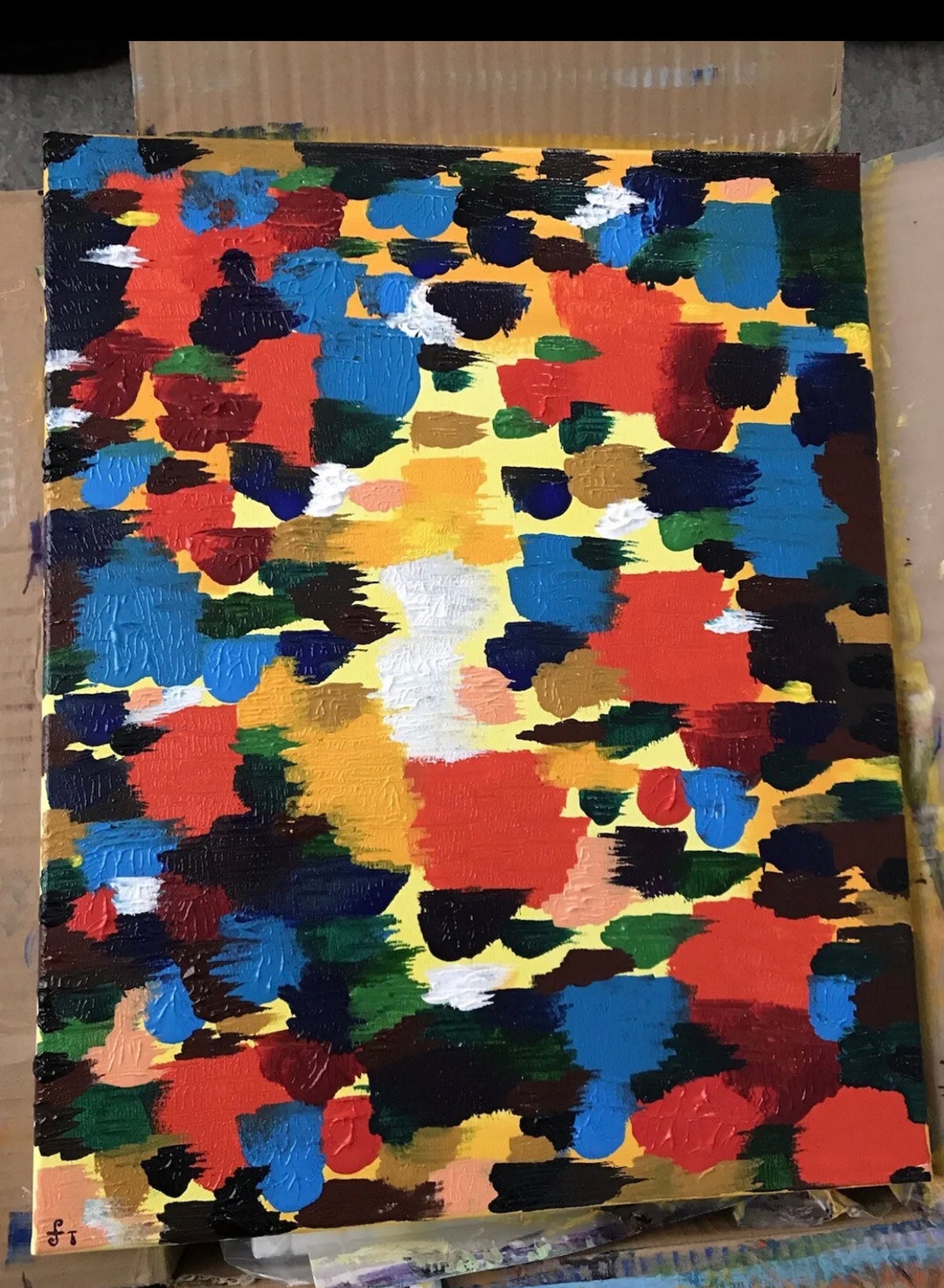 Original Oil Acrylic Painting 16 X 20 Signed by Artist Camouflage ...