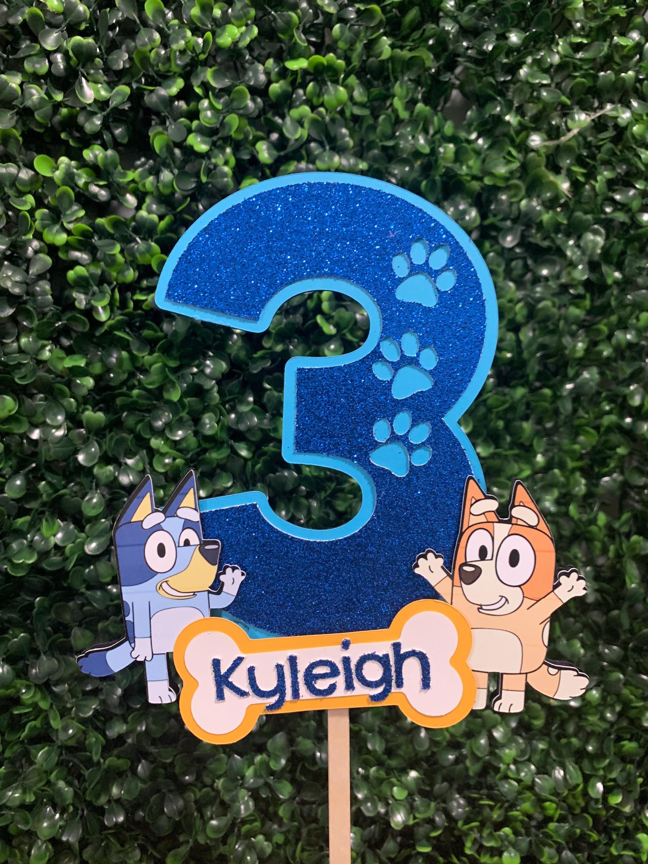 Blue Dog Glitter Cake Topper: Cartoon Birthday Party Decorations - Etsy