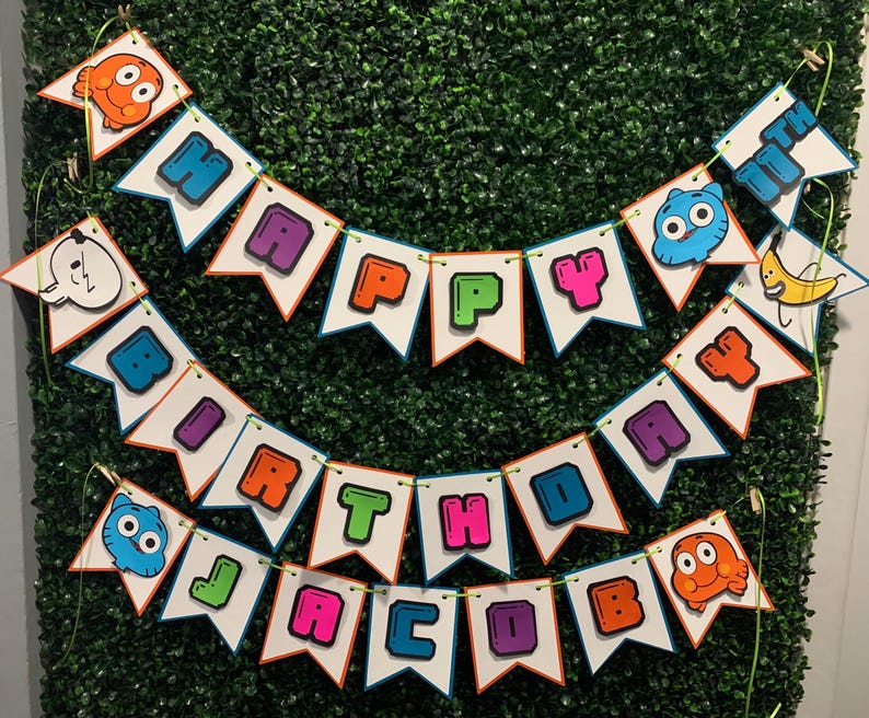 Cartoon Character Birthday Banner: Customizable Retro Party Decor - Etsy