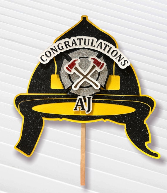 Firefighter Graduation Cake Topper - Etsy