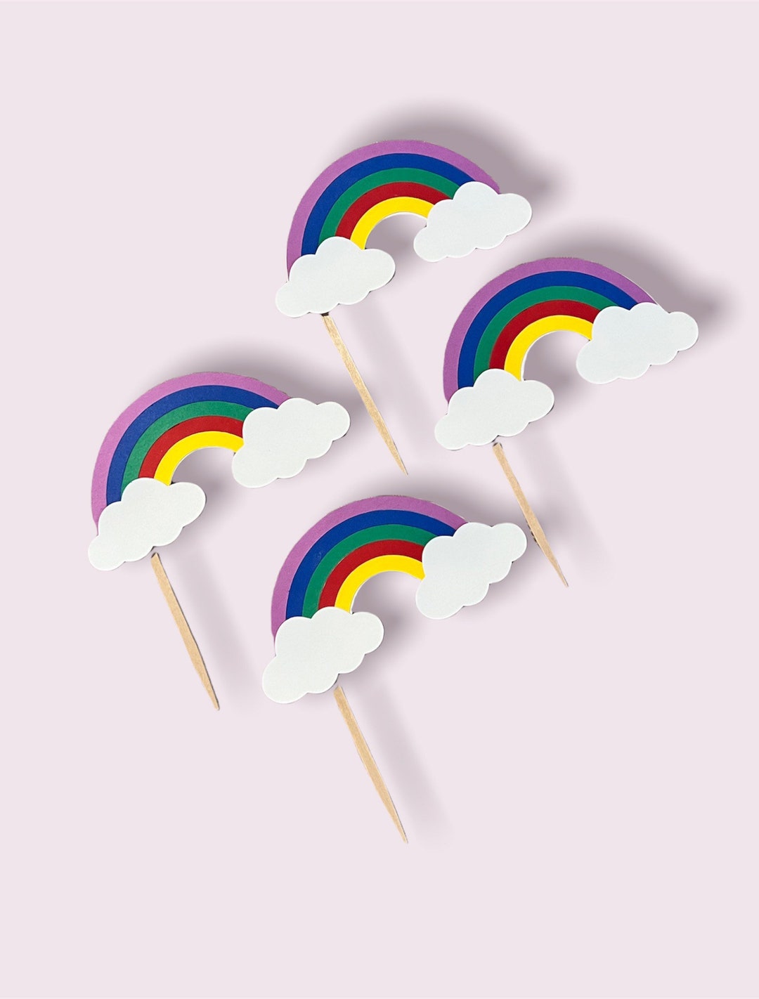 Rainbow Party Cupcake Toppers - Etsy