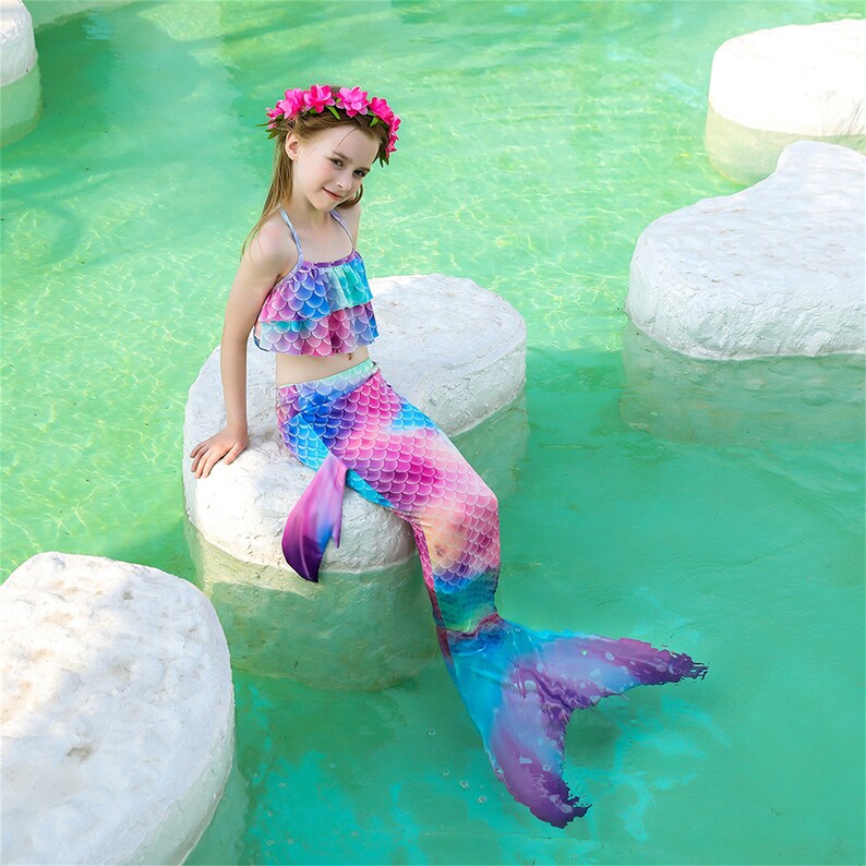 2022 Girls Swimming Mermaid Tail Sets With Monofin and - Etsy