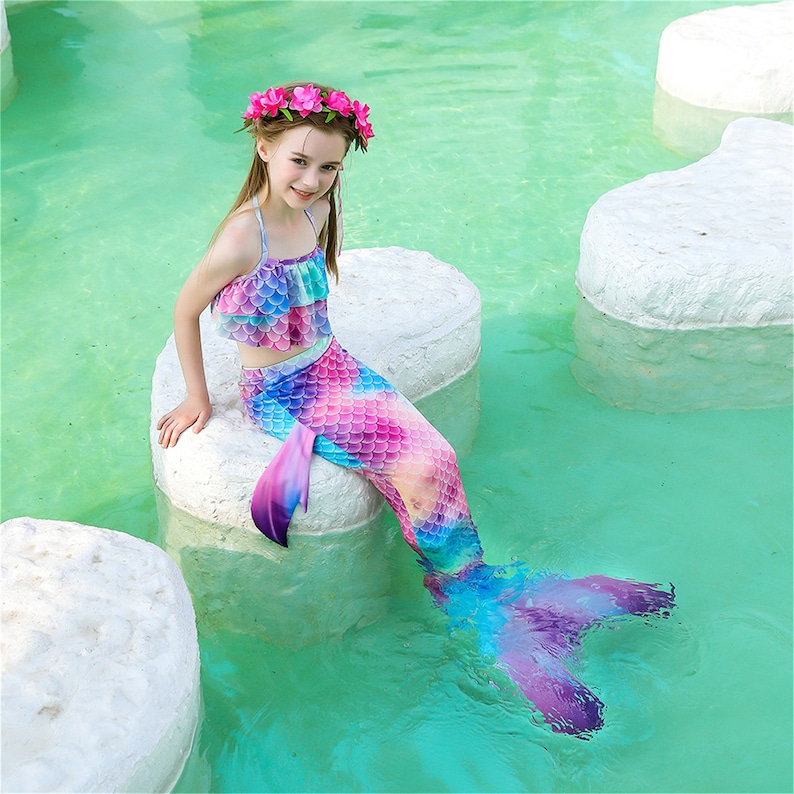 2022 Girls Swimming Mermaid Tail Sets With Monofin and - Etsy