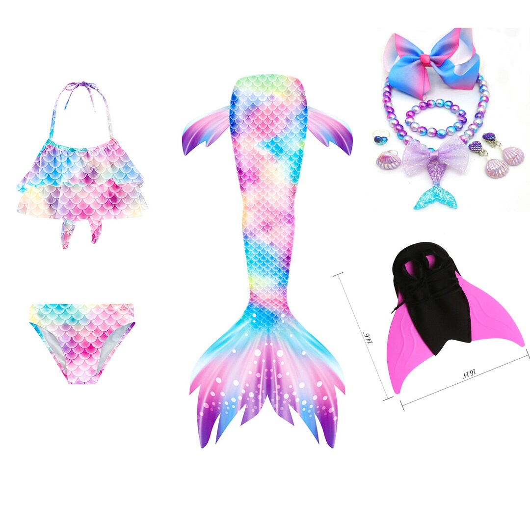2022 Girls Swimming Mermaid Tail Sets With Monofin And Etsy