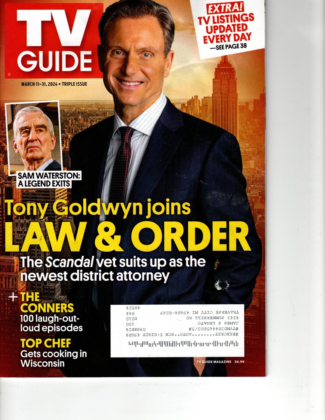 TV GUIDE MAGAZINE Mar 11-31, 2024 Tony Goldwyn - Etsy