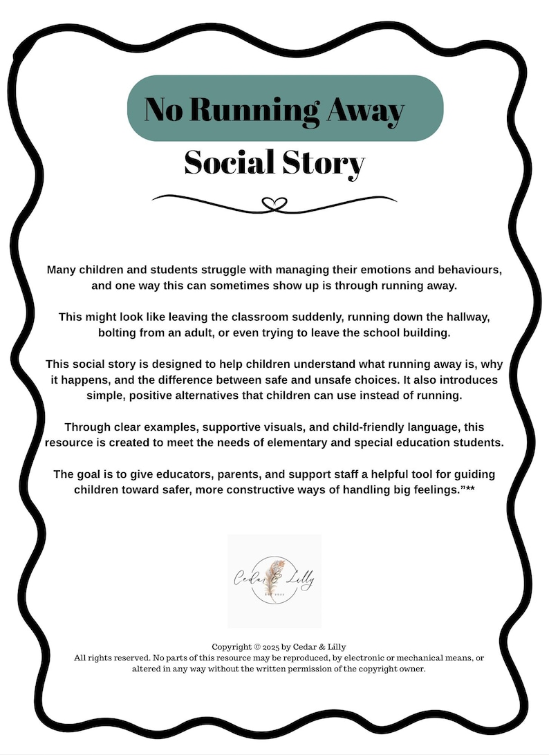 No Running Away – Social Story for Autistic & Neurodivergent Kids - Etsy