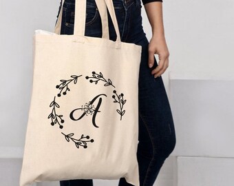 Initial Tote Bag | Etsy