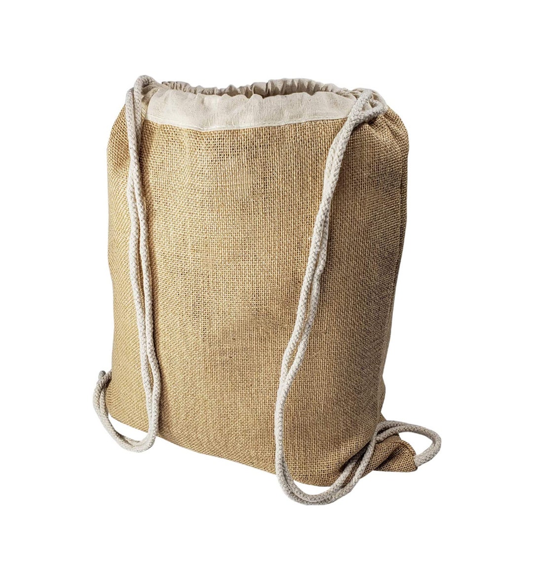 TBF 6 Pack Jute Burlap Drawstring Backpack Bags, Blank Cinch Packs ...