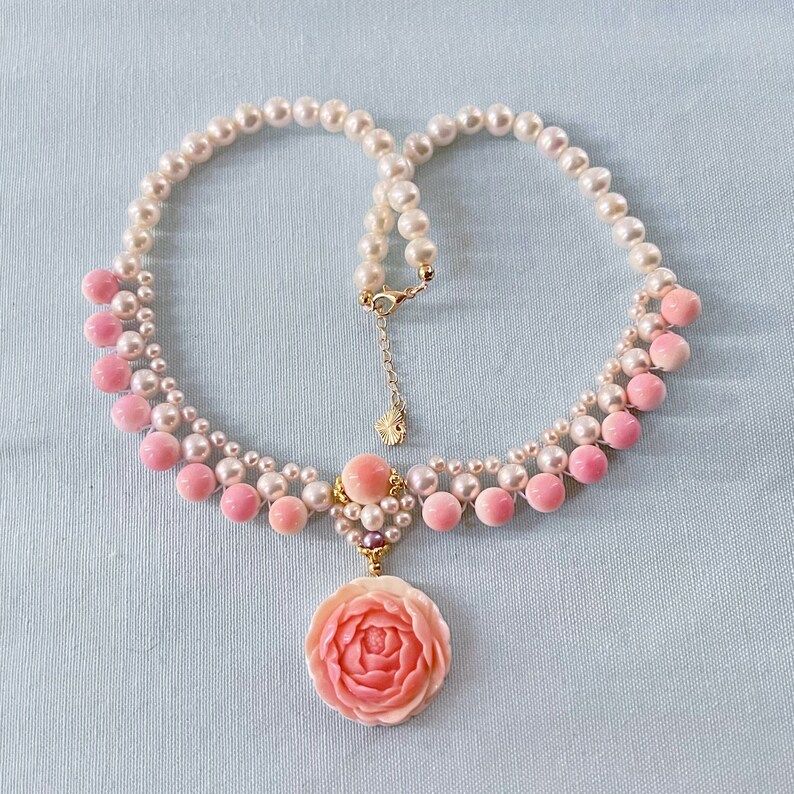 Necklace Hand Carved Pendant | Queen Conch Shell | Pearls | Unique Gift ...