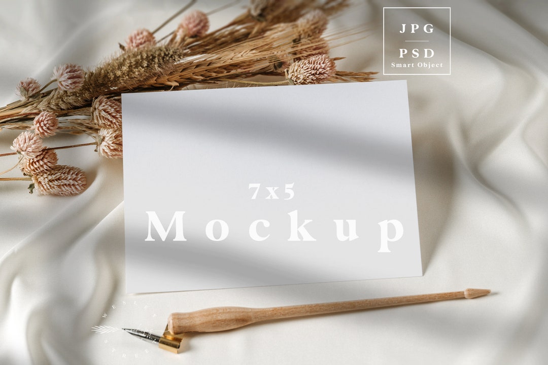 7x5 Card Mockup, Horizontal Card Mockup, Invitation Mockup Horizontal ...