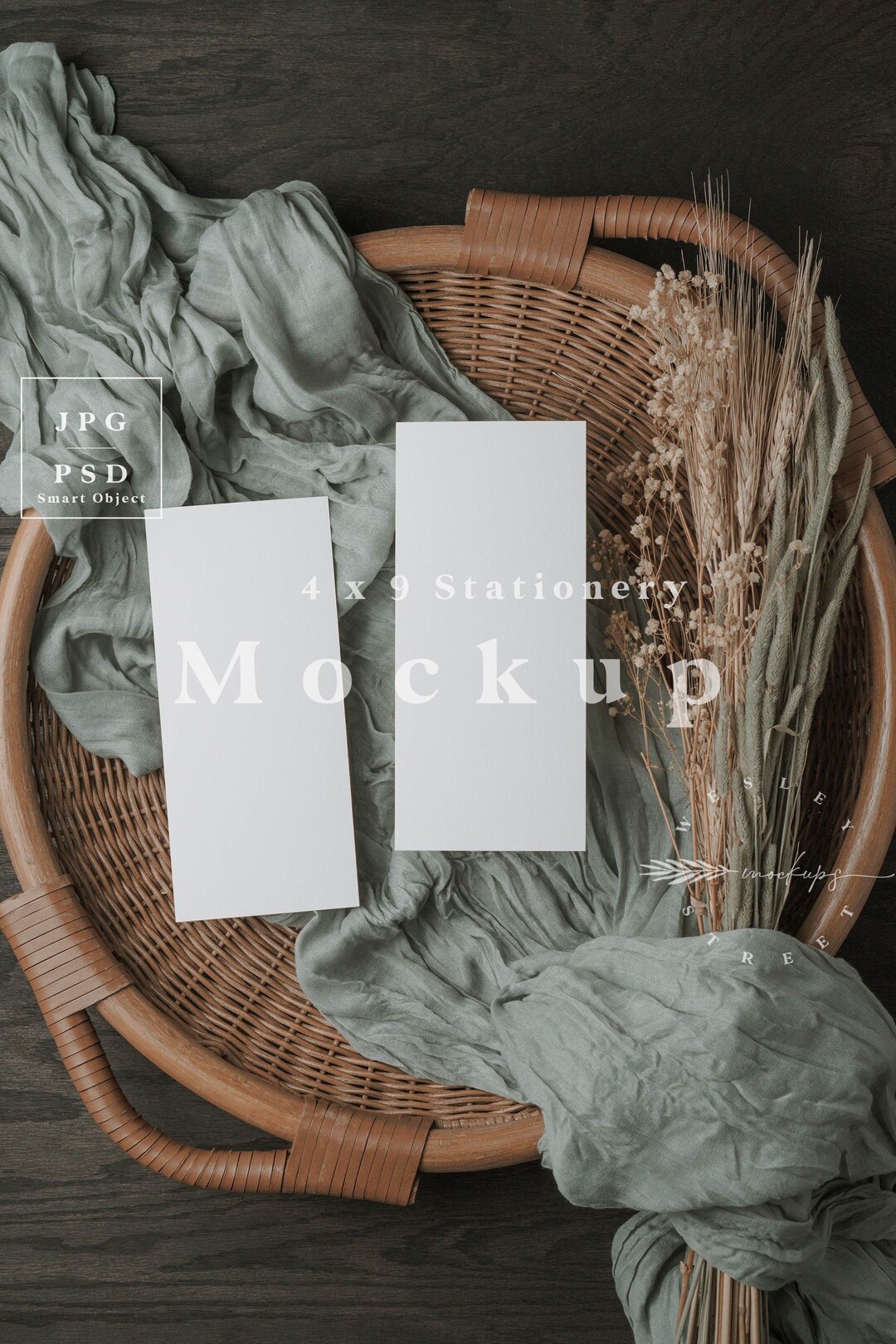 4x9 Mockup, Invitation Card Mockup, Wedding Stationery Mockup, Wedding ...