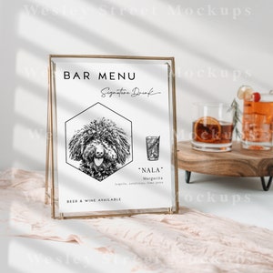 8x10 Sign Mockup, Wedding Bar Sign Mockup, Bar Mockup, Gold Frame ...