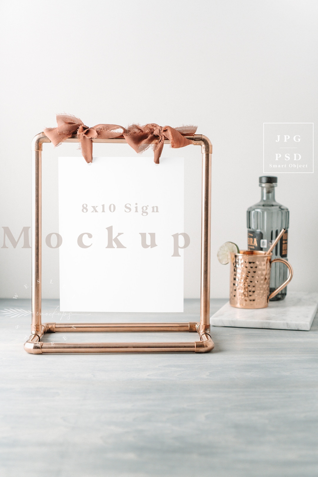 Wedding Bar Sign Mockup, 8x10 Sign Mockup, Gold Frame Mockup, Framed ...