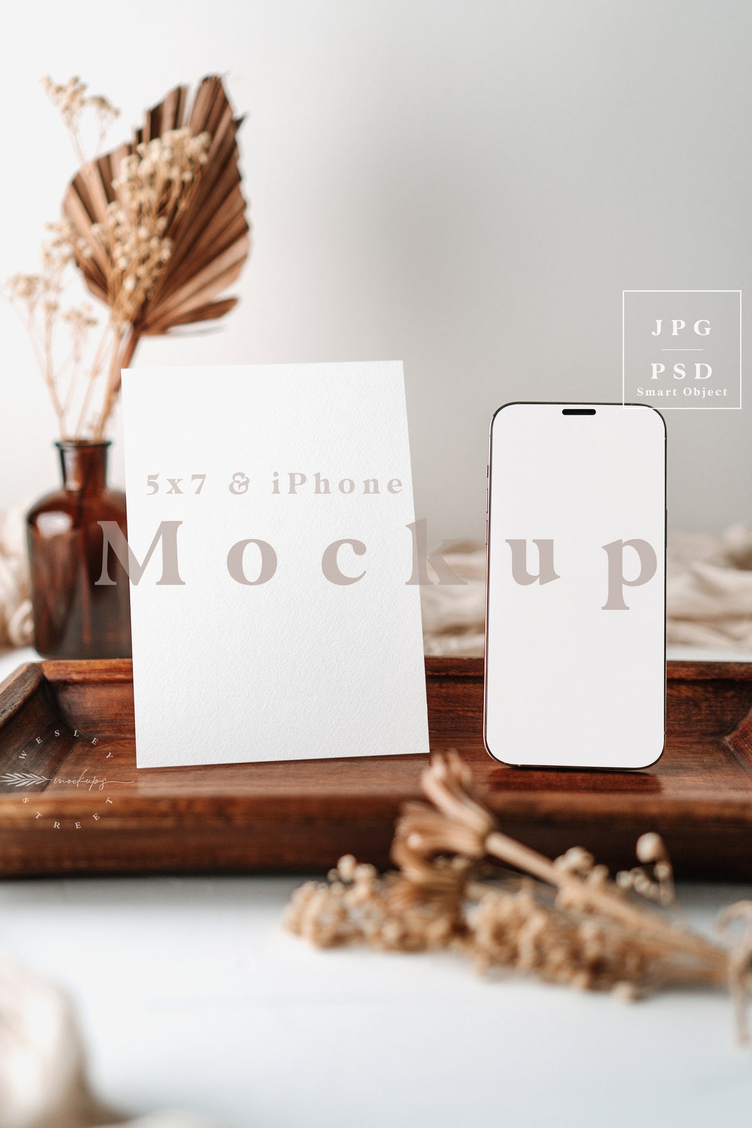 Invitation and Phone Mockup, Phone and Card Mockup, 5x7 Card Mockup ...